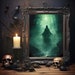 Green Forest Ghost in Misty Forest Fantasy Art Print, Darkarts Poster ...