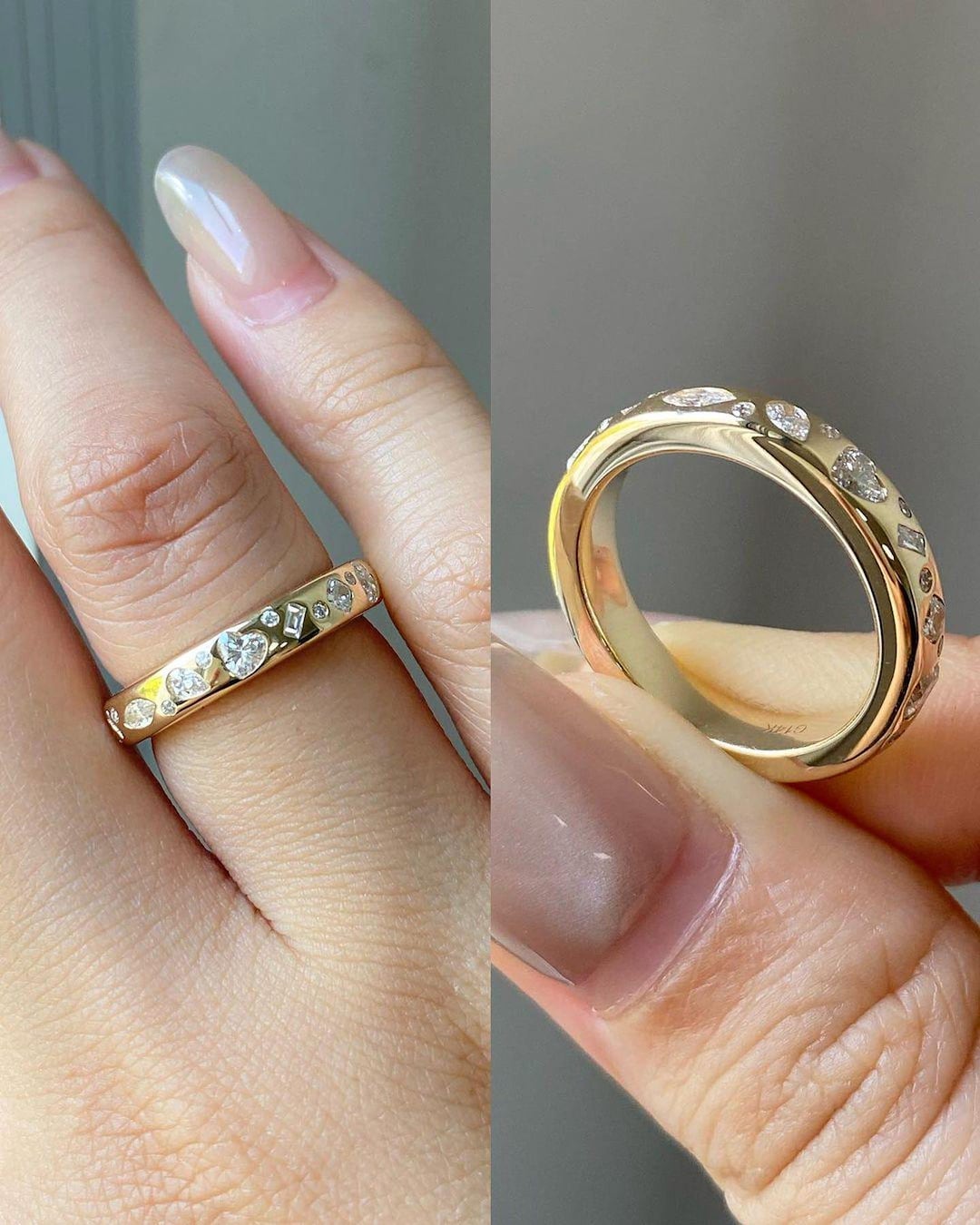 Multi Shape Diamond Eternity Band, Flush Set Stacking Ring, Full ...