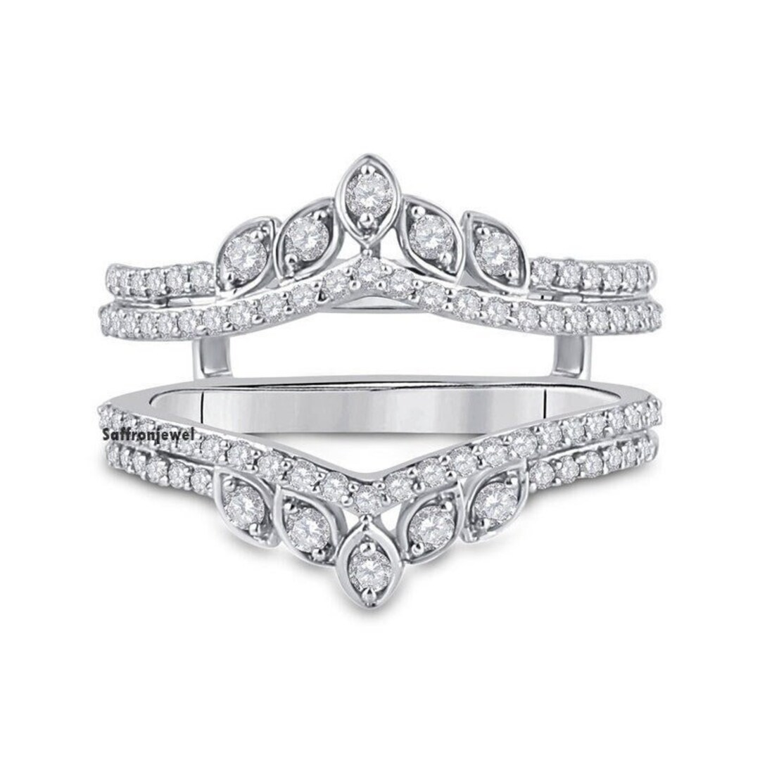 Enhancer Wedding Band, Moissanite Enhancer Ring, Round Colorless ...