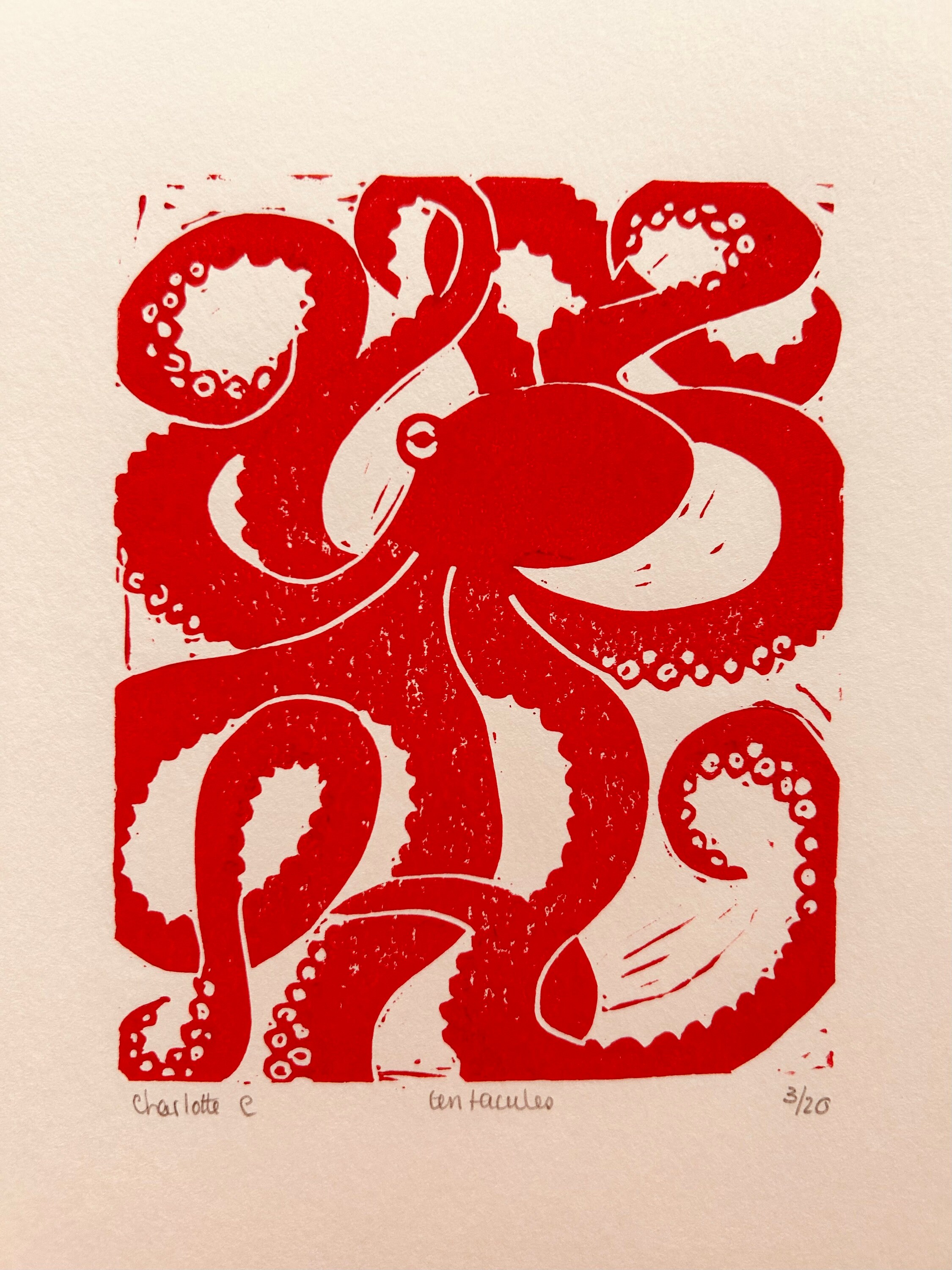 Tentacles Linocut Octopus - Etsy