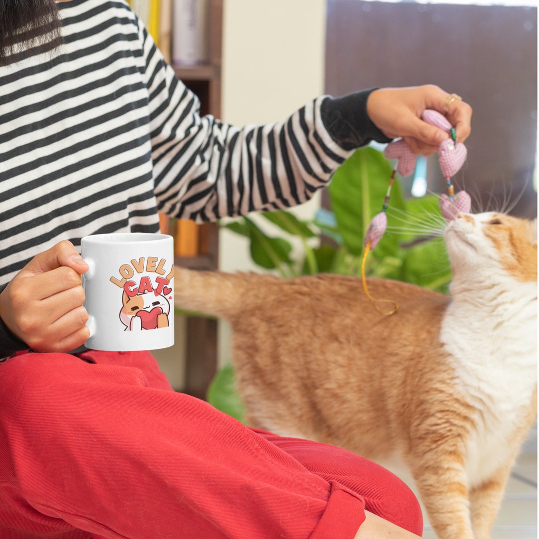 Lovely Cat Coffee Teacup, Cartoon Drawing, Fun & Funky Tea Cup for ...