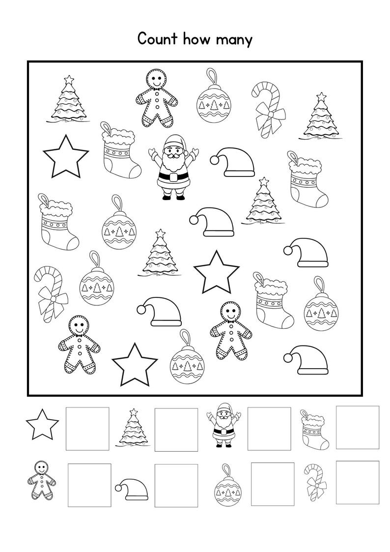 Christmas Preschool Counting Activities, Printable Festive Early Years ...