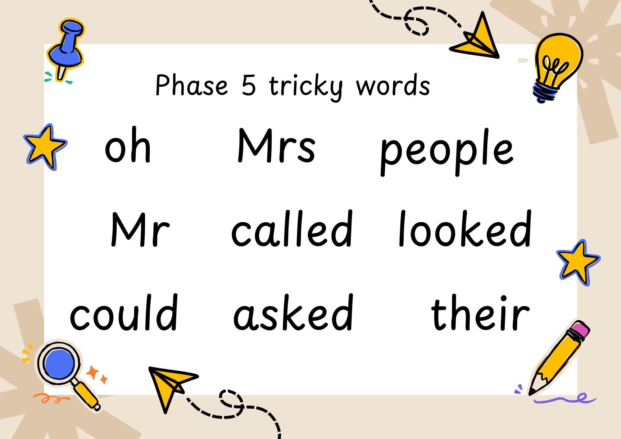 Phase 2-5 Phonics Tricky Word Mats, A4 Printable Ideal for Laminating ...