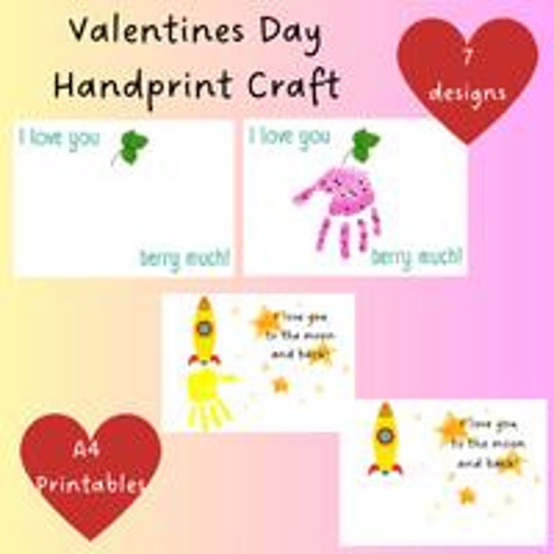 Valentine's Day Handprint Craft, Kids Painting Activity, A4 Printable ...