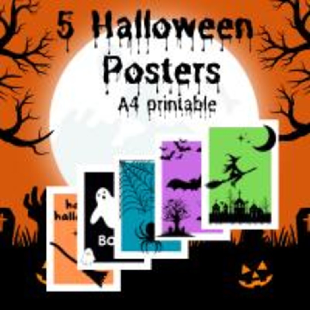 Five Spooky Halloween Posters, Bright, Child Friendly, Trick or Treat ...