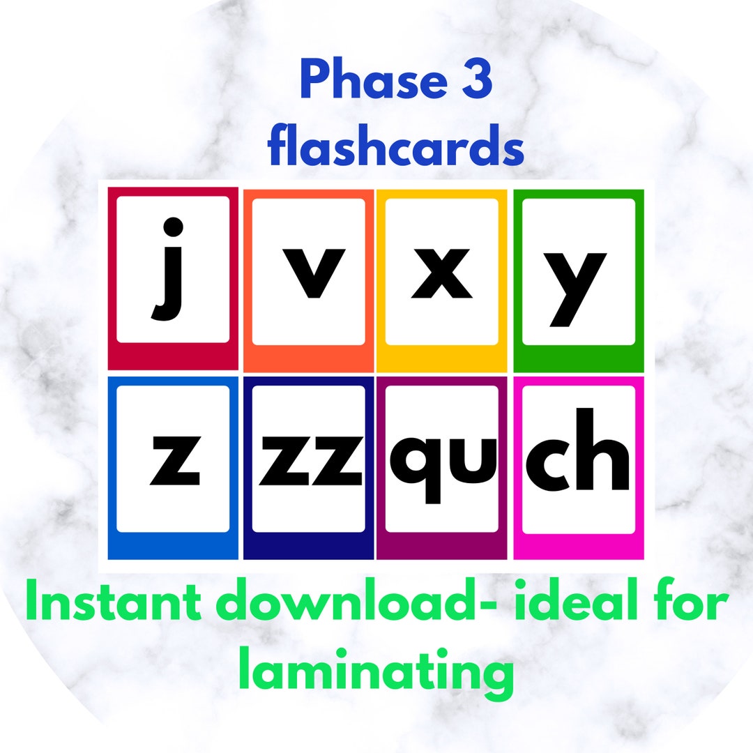 Phonics Phase 3 Flashcards Printable. Colourful Letters and Sounds ...