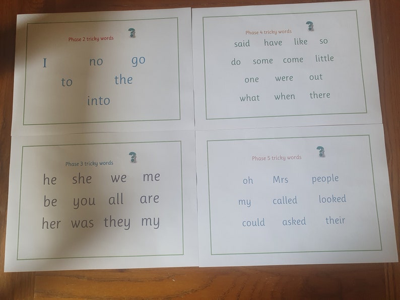 Phonics Tricky Word Mats- Phase 2,3,4,5 - Etsy