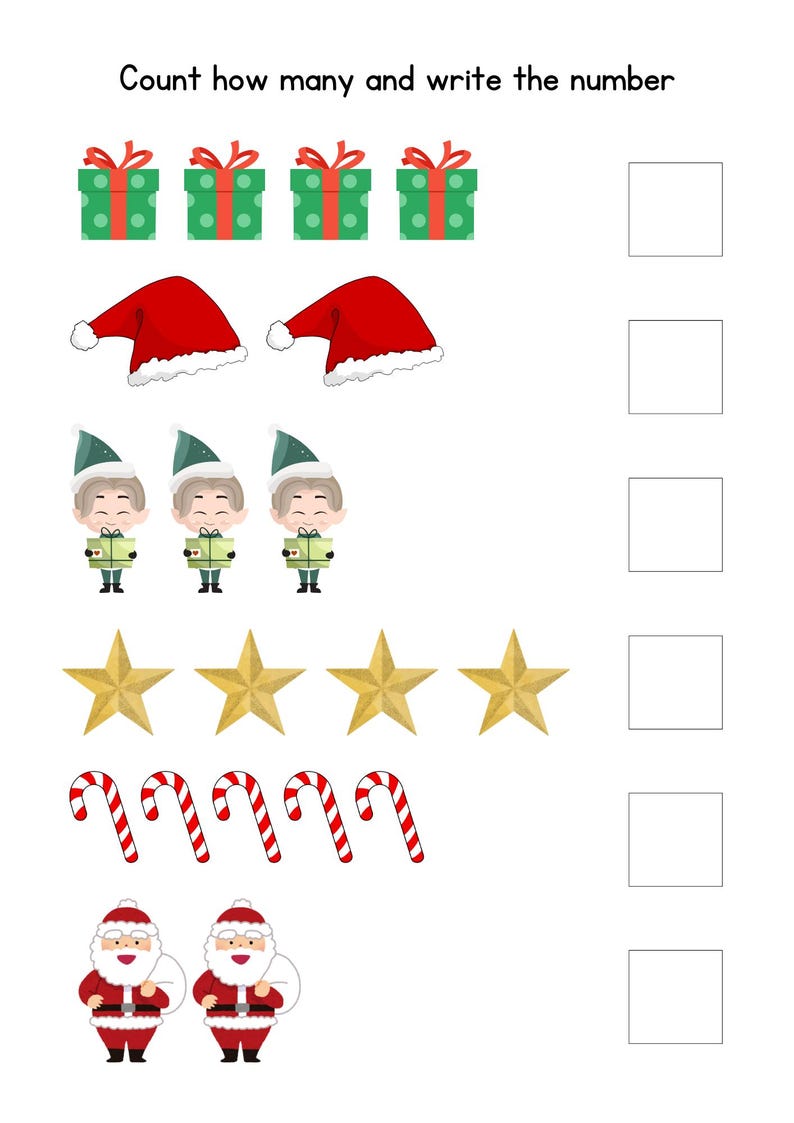 Christmas Preschool Counting Activities, Printable Festive Early Years ...