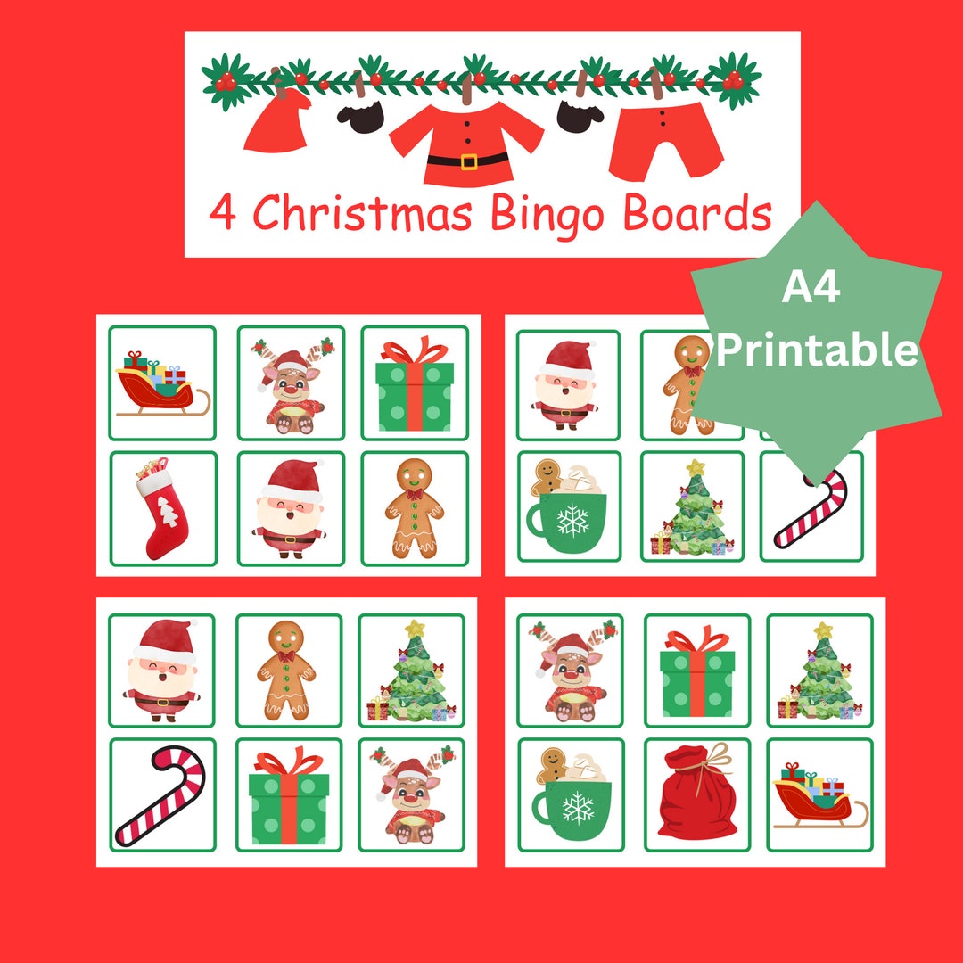 Kids Colourful Christmas Bingo Boards Printable. Early Years, Children ...