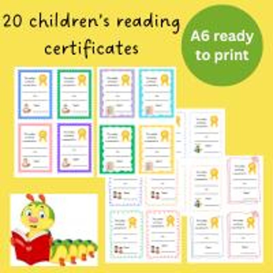 Book Themed Reading Certificates, Classroom Reward (printable) - Etsy