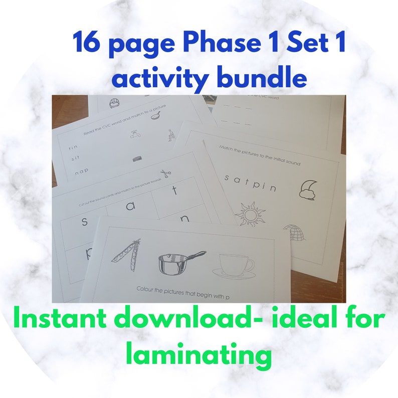 Phase 2 Set 1 Phonics Pack Worksheets, Early Years, Key Stage 1 ...