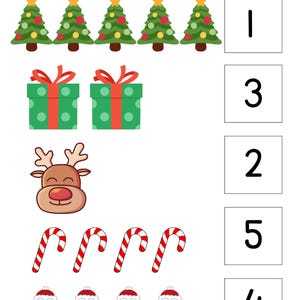 Christmas Counting Preschool Printable, Numbers 1-5 (digital Download ...