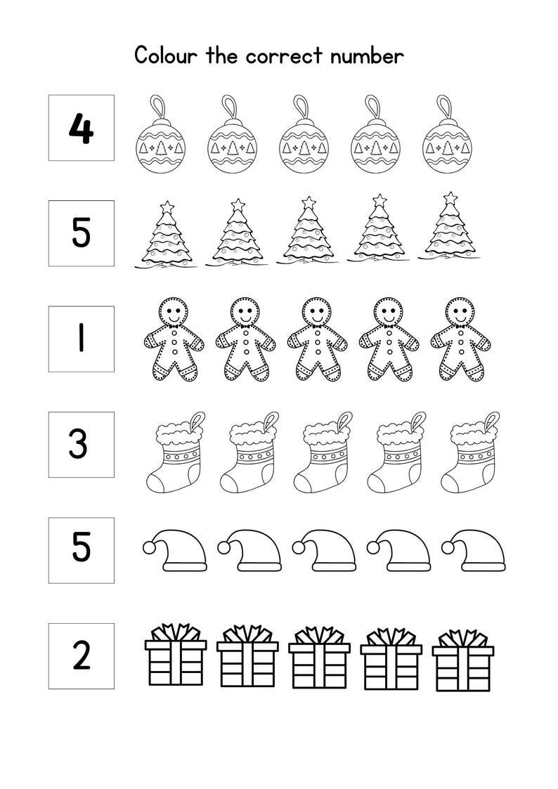 Christmas Preschool Counting Activities, Printable Festive Early Years ...