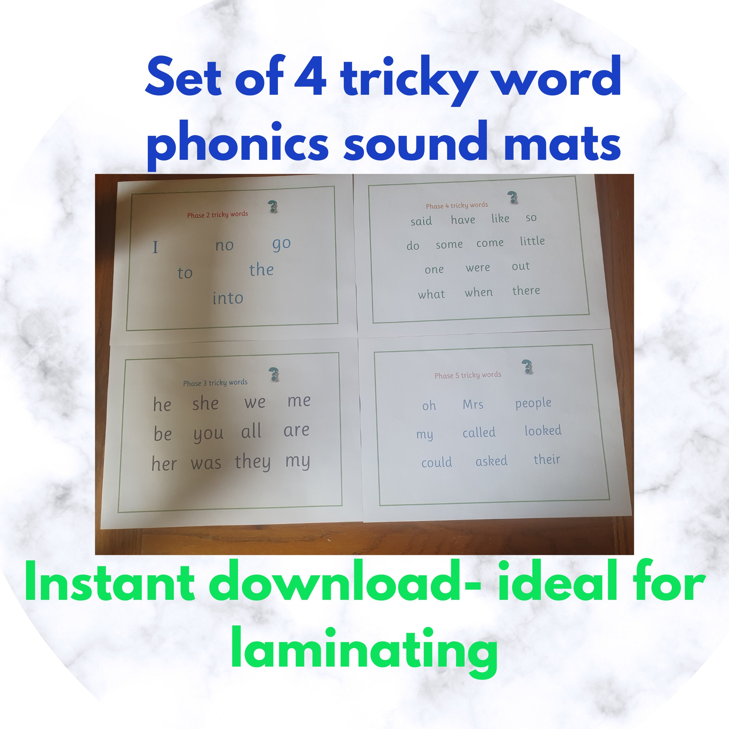 Phonics Tricky Word Mats Phase 2,3,4,5 - Etsy