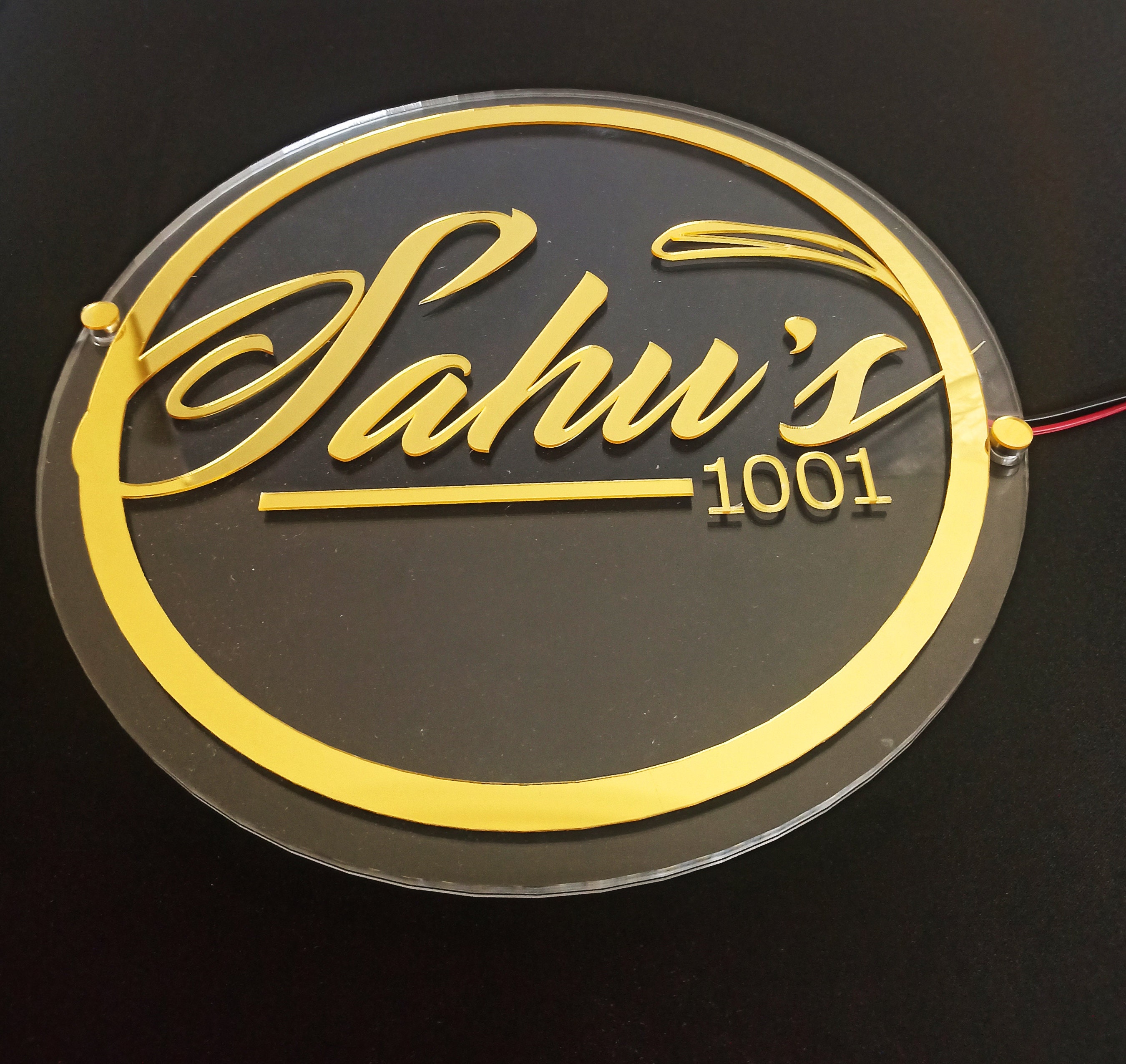 Personalised Name Plate for Home Door Acrylic With Golden Embossed ...