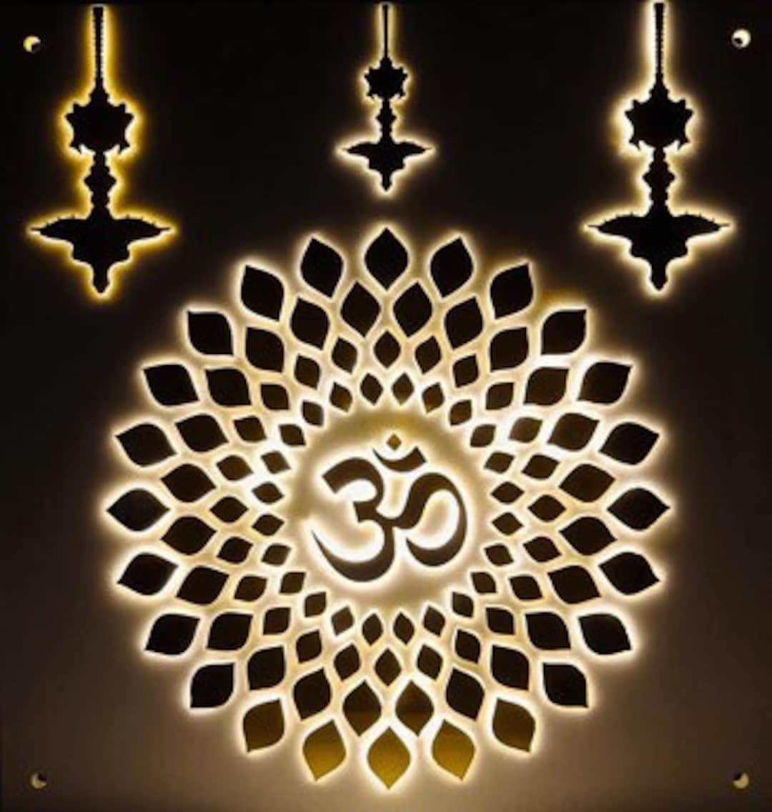 Om Sign for Home Temple Wall Hinduism Aum Symbol Decor With LED Lights ...