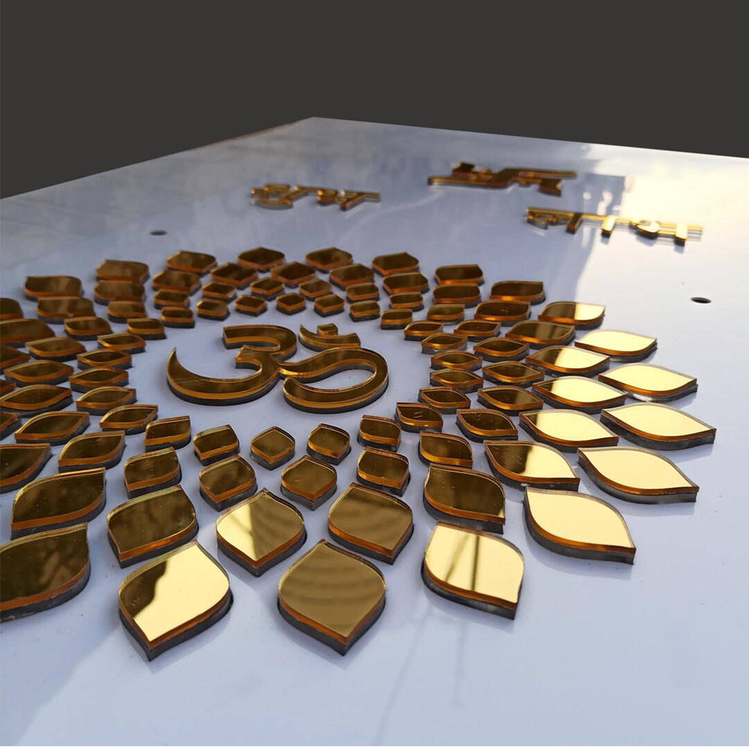 Om Subh Labh With LED Lights for Home Temple Decoration Wall Decor ...