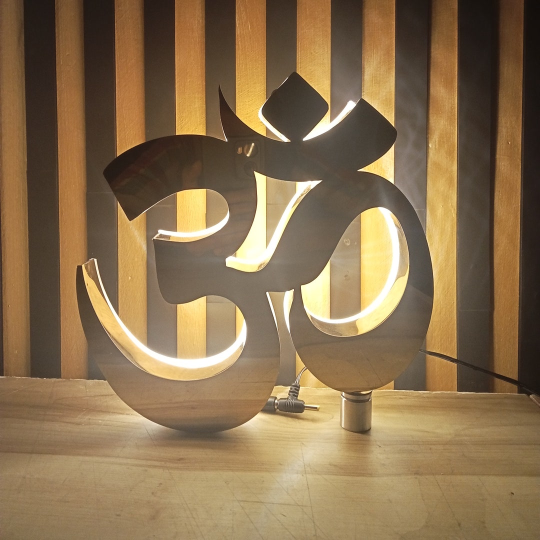 Om Temple Wall Hinduism Aum Symbol Decor With LED Lights Temple Decor ...