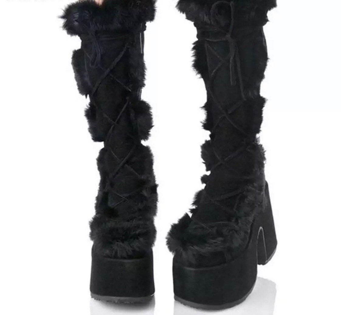 Kwaii Furr Boots Y2K Winter Platform Furry Boots - Etsy Canada