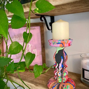Graffiti Style Drip Paint Candle Holder, Abstract Decor, Drip Art ...