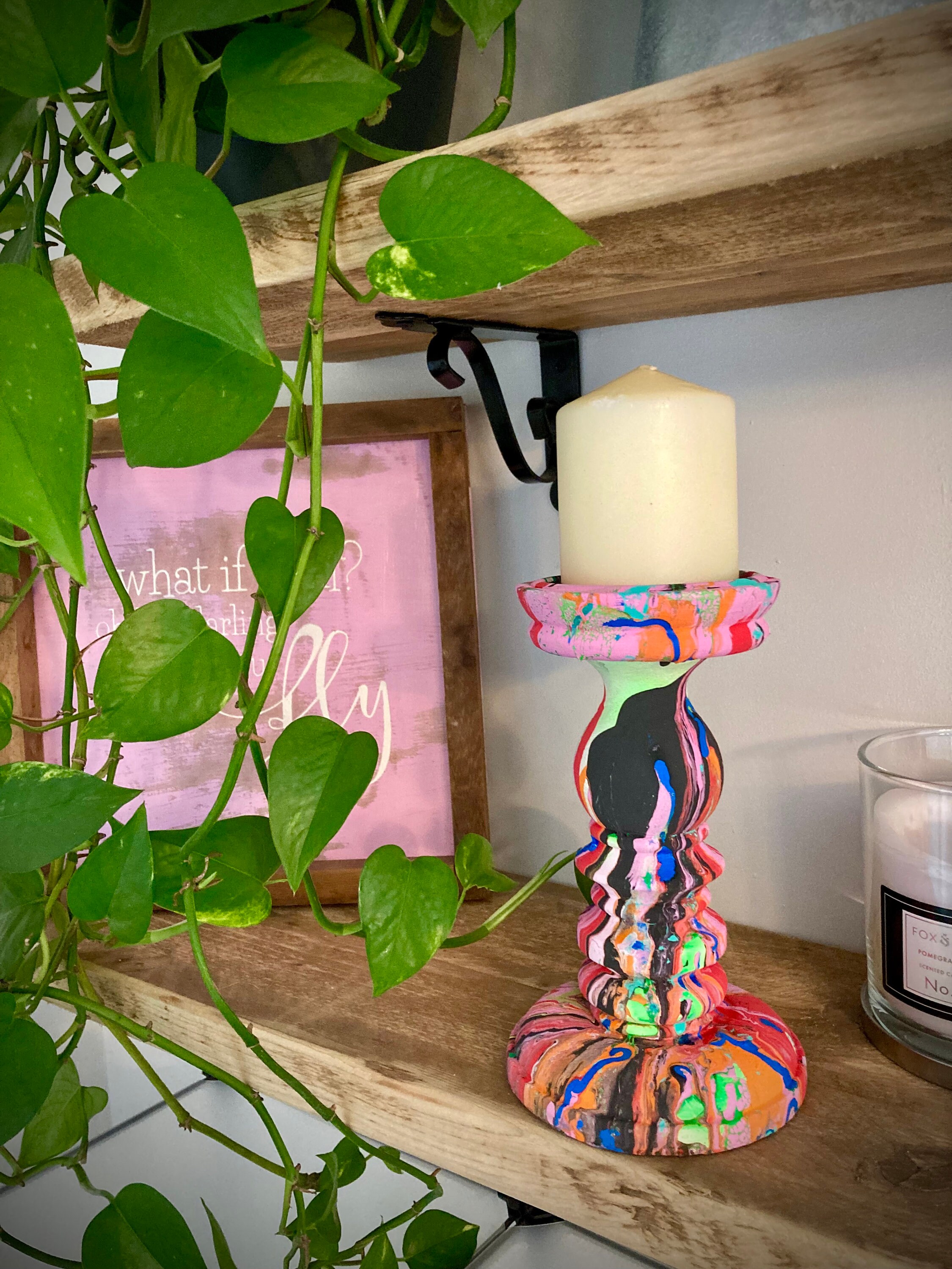 Graffiti Style Drip Paint Candle Holder Abstract Decor Drip - Etsy