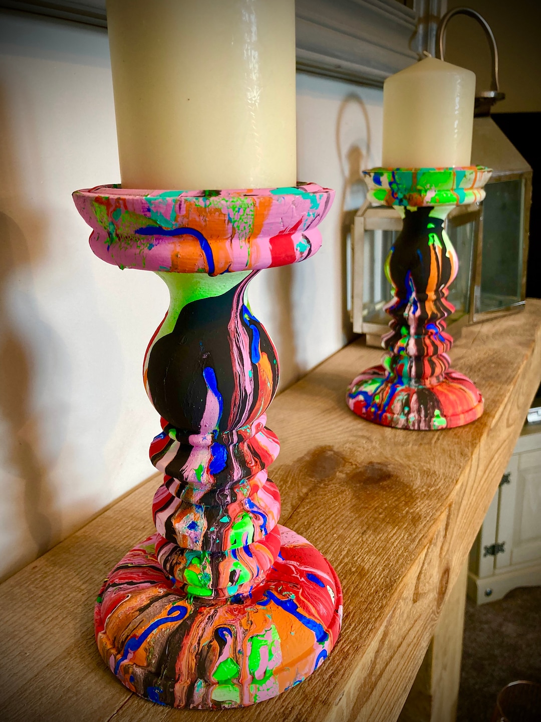 Graffiti Style Drip Paint Candle Holder, Abstract Decor, Drip Art ...