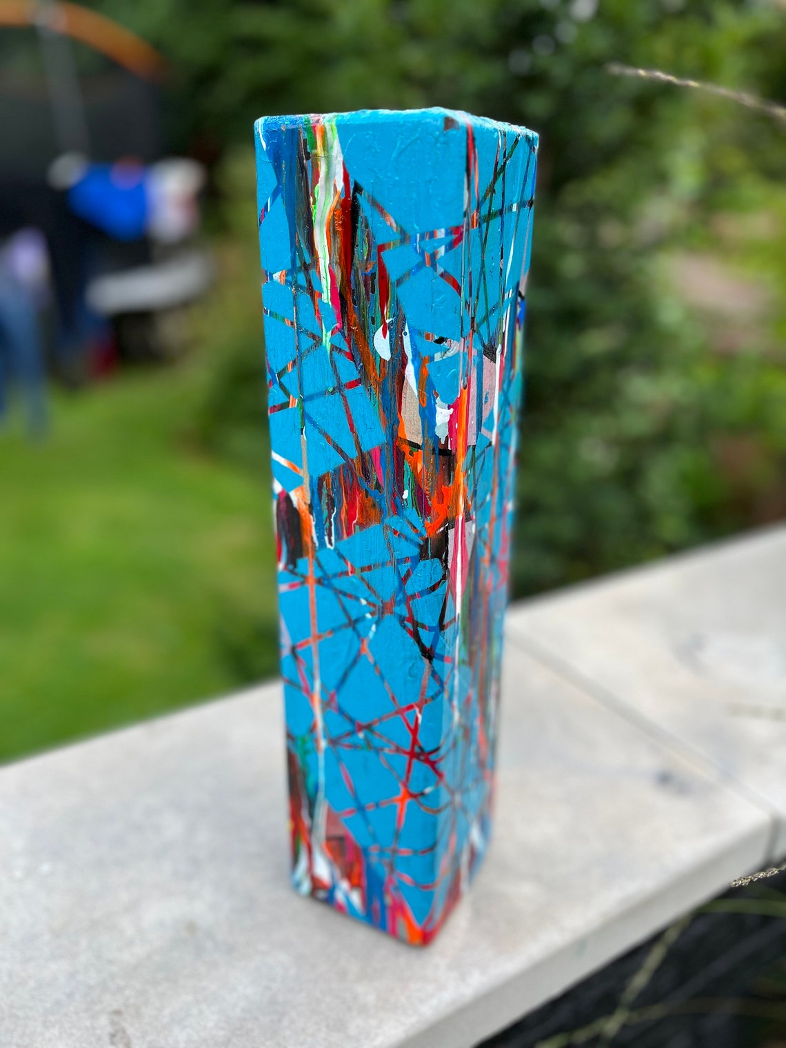 Drip Painted Geometric Sculpture, Drip Art Object, Drip Art, Pop Art ...