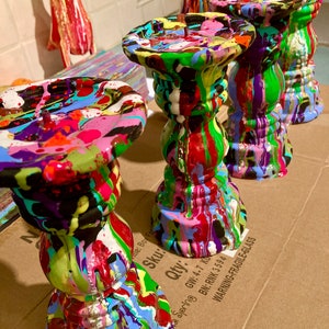 Graffiti Style Drip Paint Candle Holder, Abstract Decor, Drip Art ...