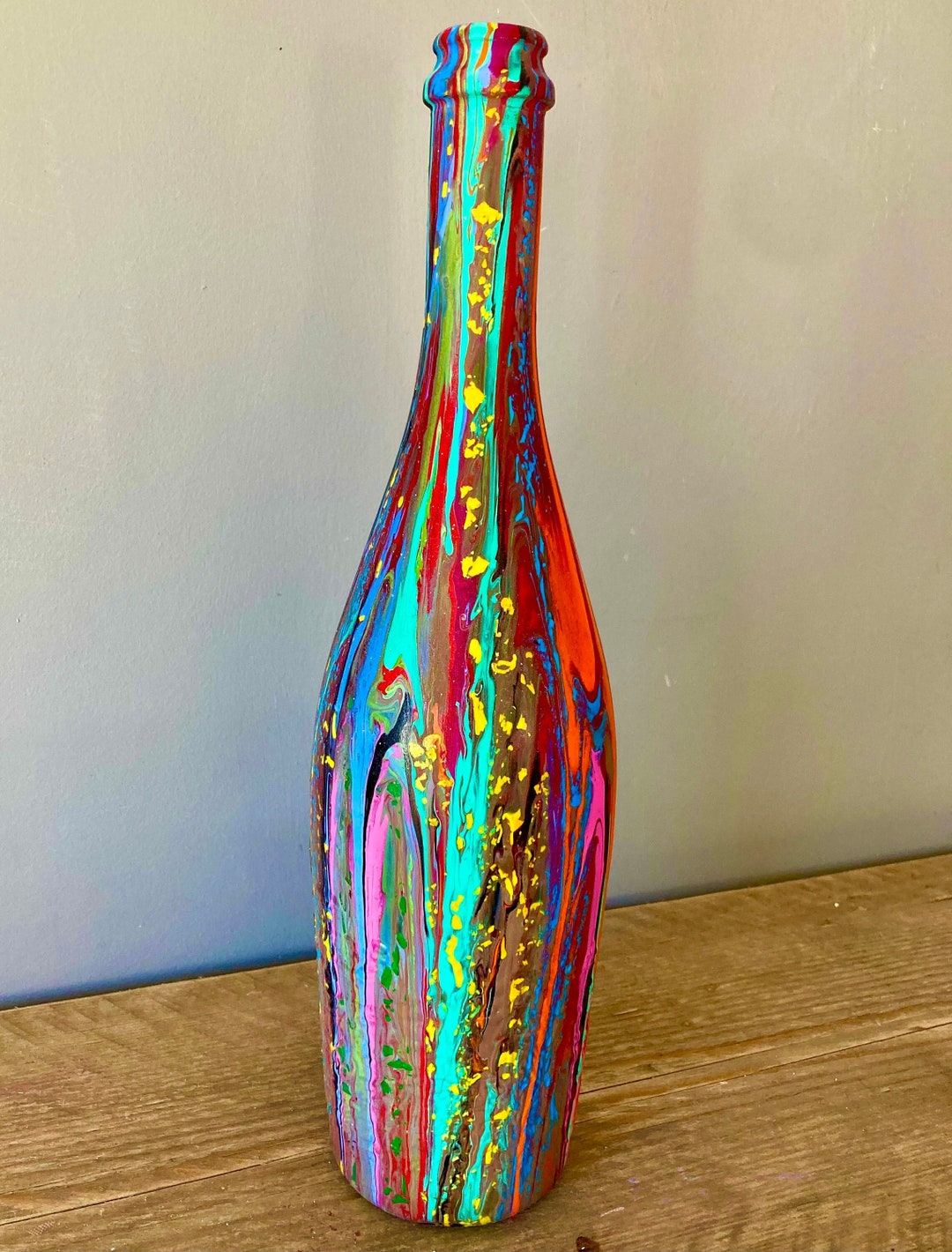 Drip Painted Sculpture, Contemporary Sculpture, Drip Paint Bottle ...