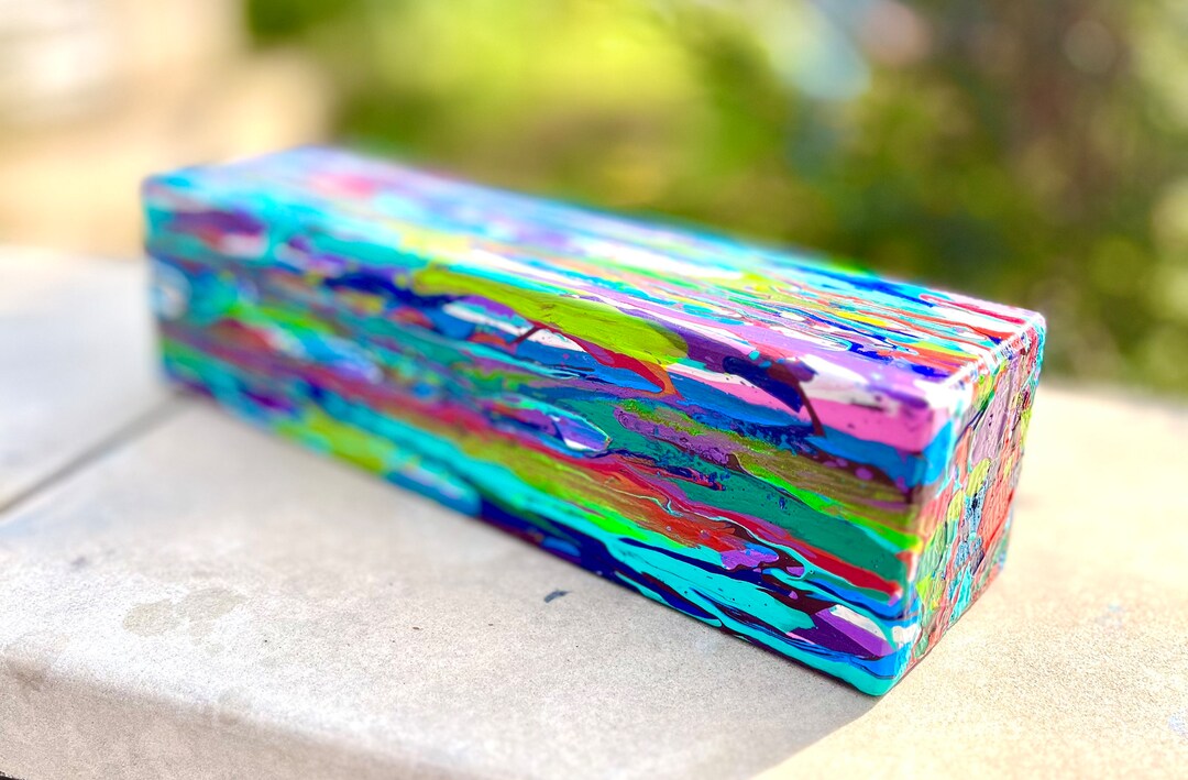 Abstract Sculpture Block, Abstract Room Decor, Drip Art, Painted Statue ...