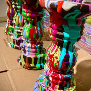 Graffiti Style Drip Paint Candle Holder, Abstract Decor, Drip Art ...