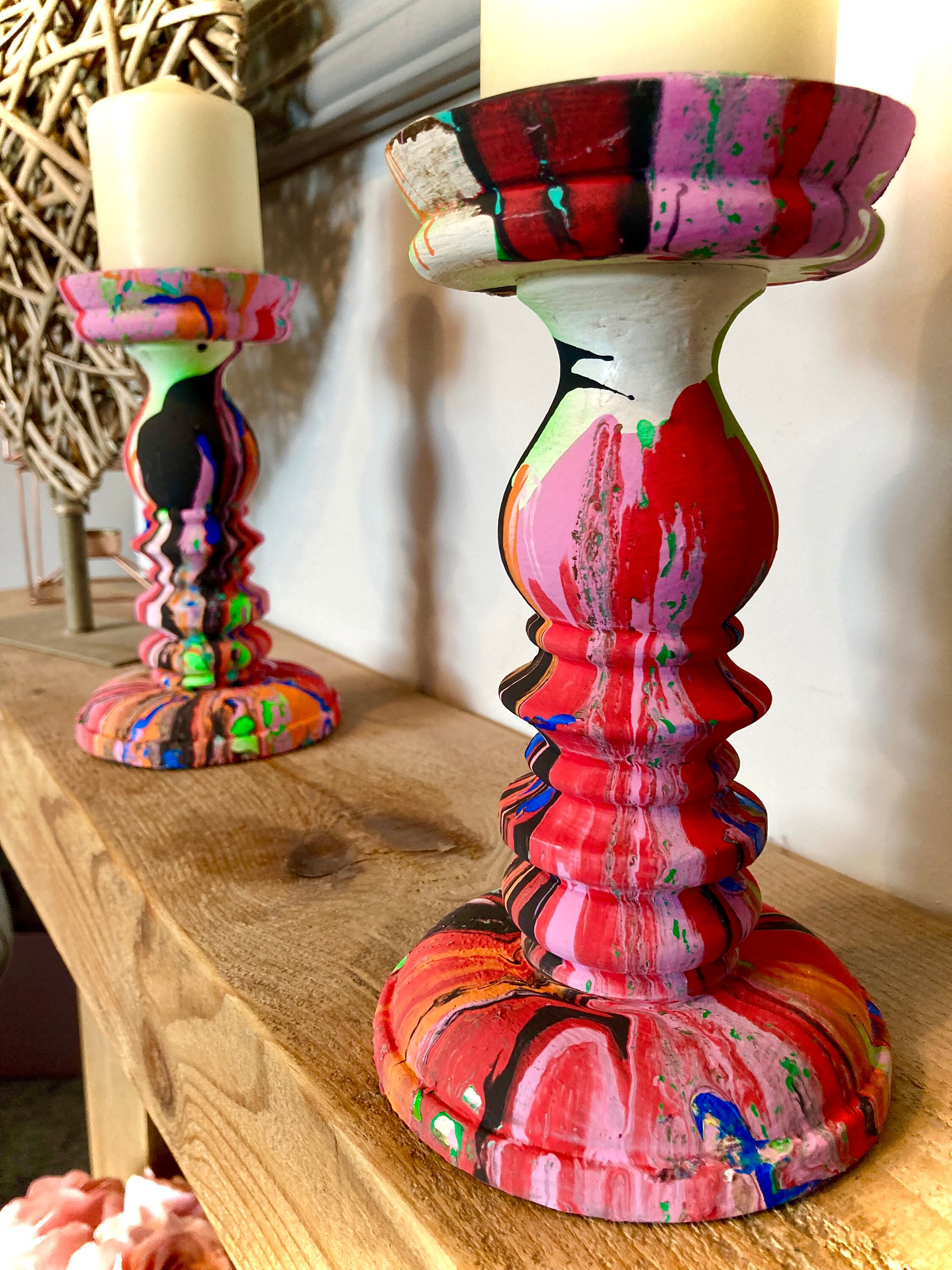 Graffiti Style Drip Paint Candle Holder Abstract Decor Drip - Etsy