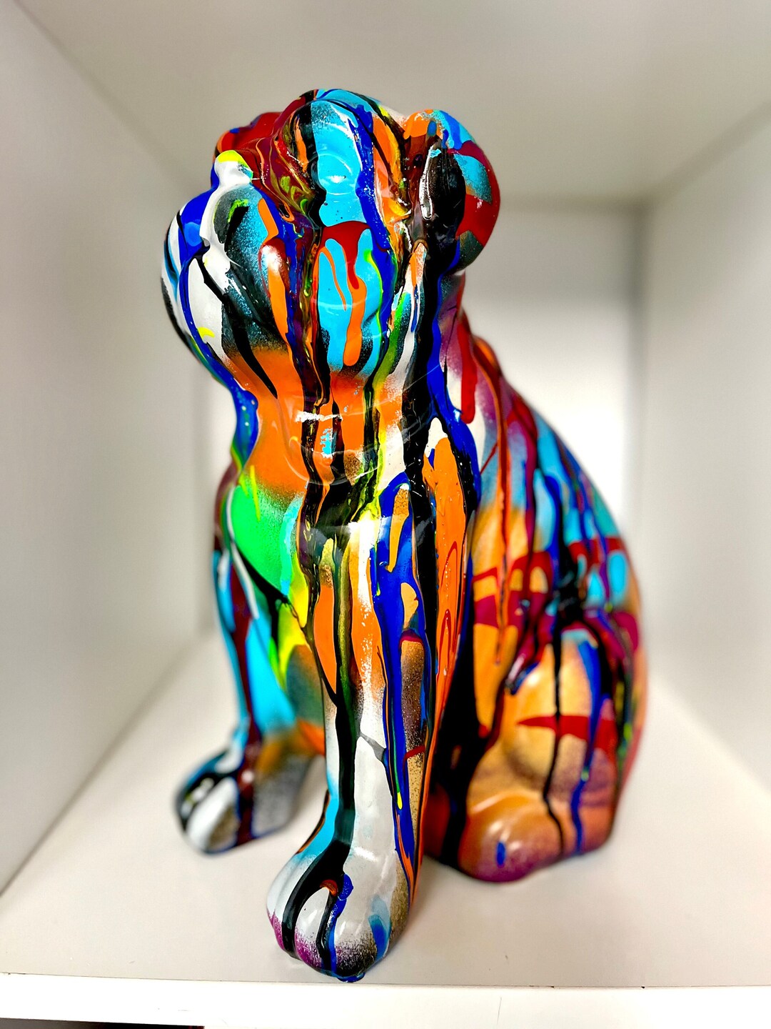 Painted Dog, Dog Sculpture, Bulldog, Drip Paint Dog, Street Art Bulldog ...