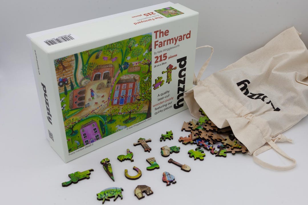 The Farmyard Wooden Jigsaw Puzzle: Kate Wrigglesworth Art, Whimsical ...