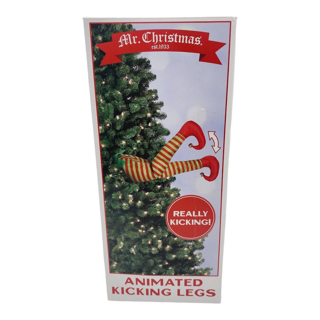 Mr Christmas Animated Kicking Elf Legs Tree Decor Motion Activated 16 ...