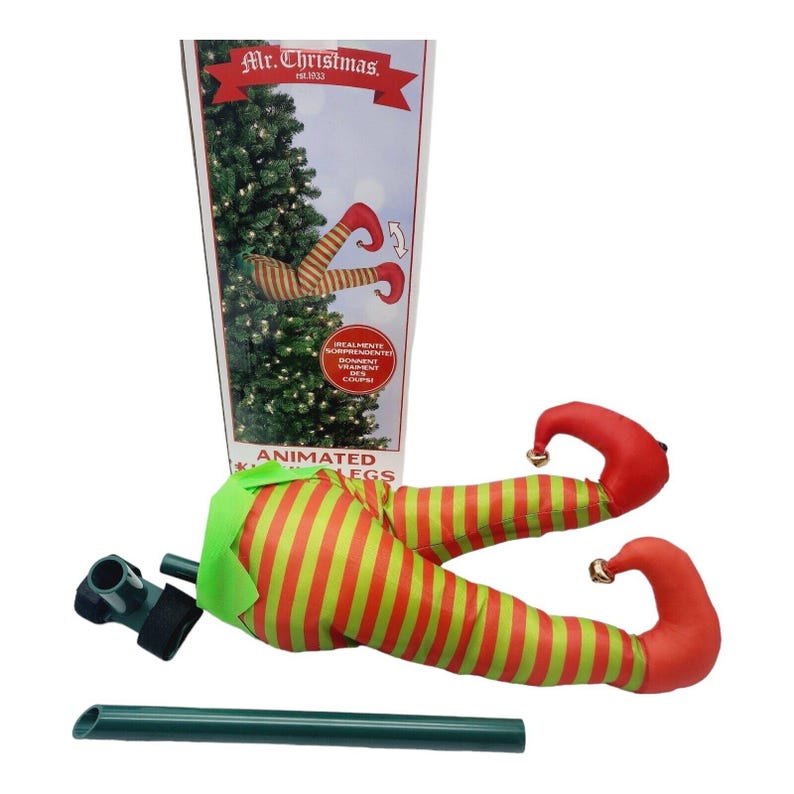 Mr Christmas Animated Kicking Elf Legs Tree Decor Motion Activated 16 ...