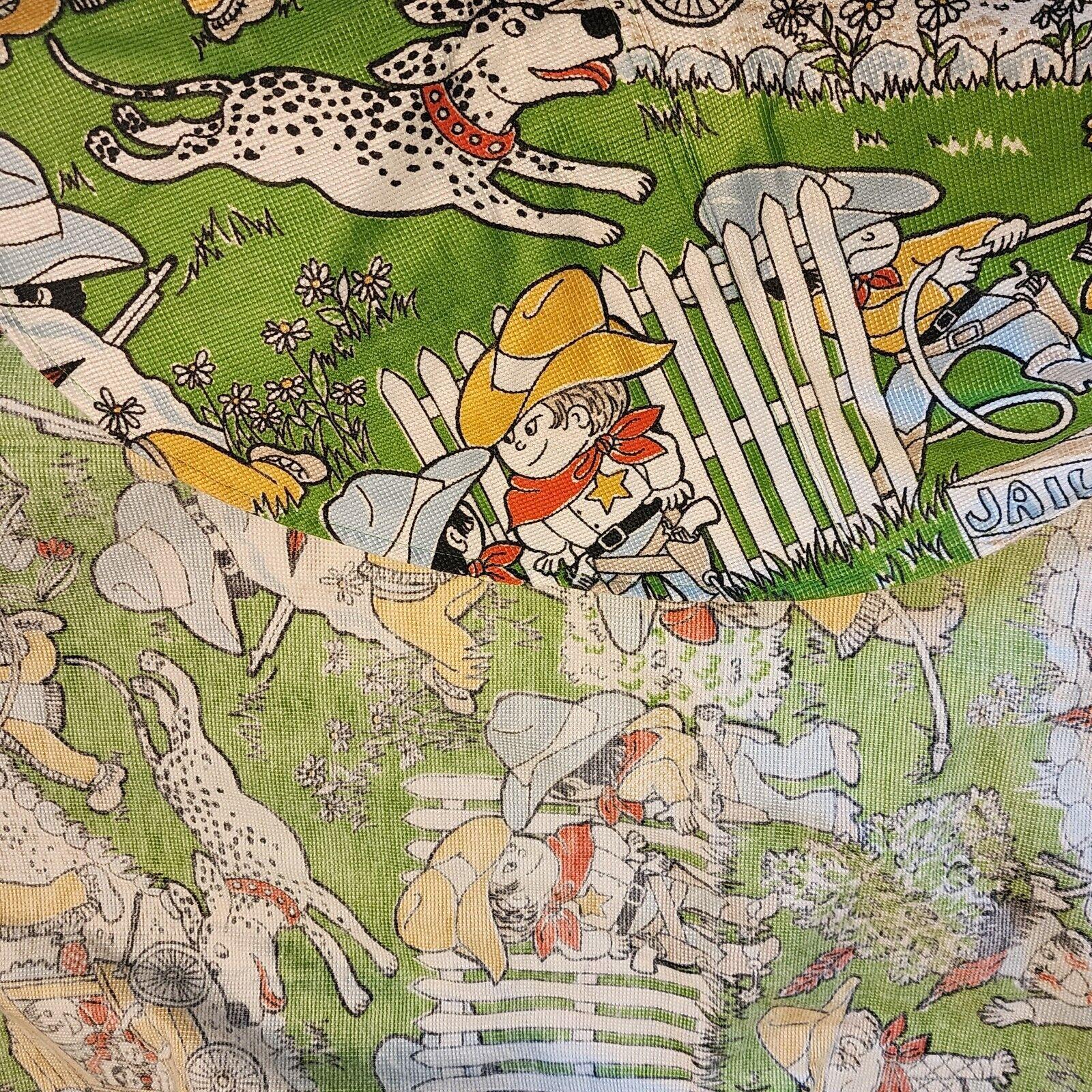 Vintage 60s Wild West Bedspread Cartoon Cowboy Cowgirl Western Motif ...