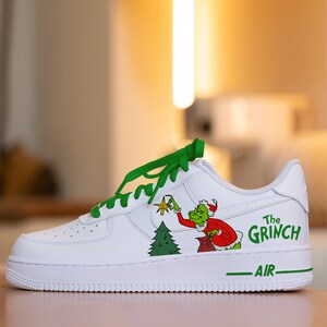 Custom Christmas Grinch Nike Air Force 1 Shoes,handpainted Xmas ...