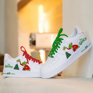 Custom Christmas Grinch Nike Air Force 1 Shoes,handpainted Xmas ...