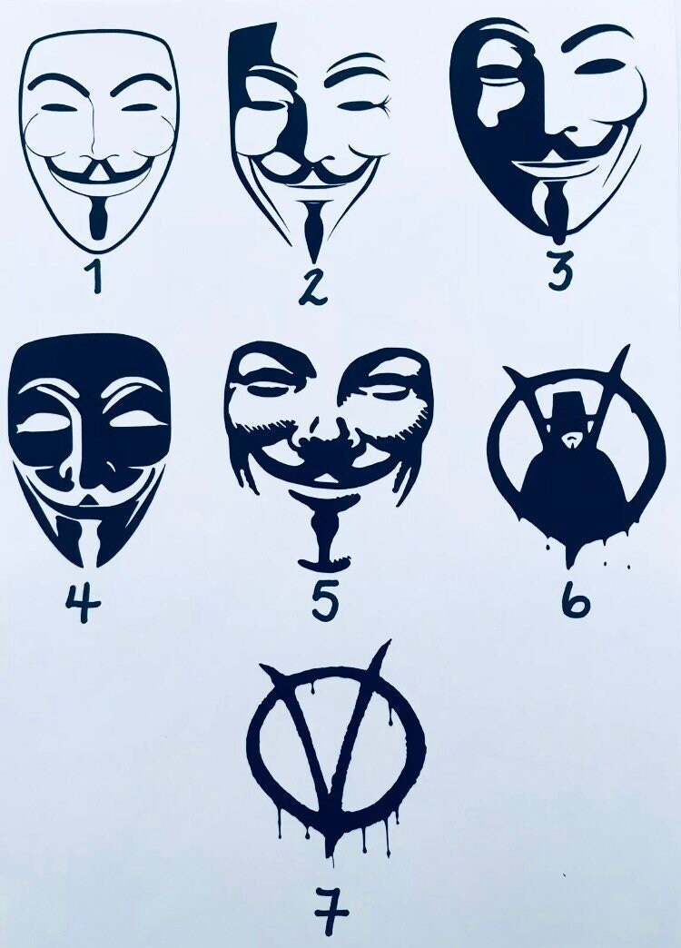 Anonymous Vinyl Decal Sticker V for Vendetta Inspired Masks - Etsy