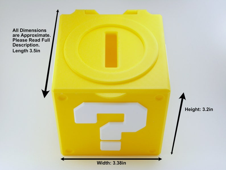 Mario Question Block. 3d-printed Hinged Coin Bank or Storage Box *plz ...