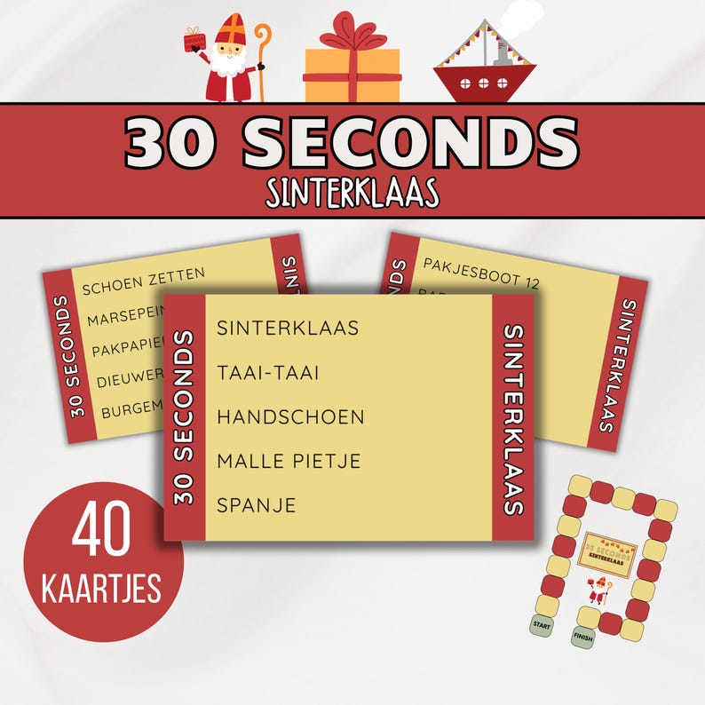 Sinterklaas 30 seconds kaartspel • 40 Kaartjes • Digitaal Downloadbaar ...