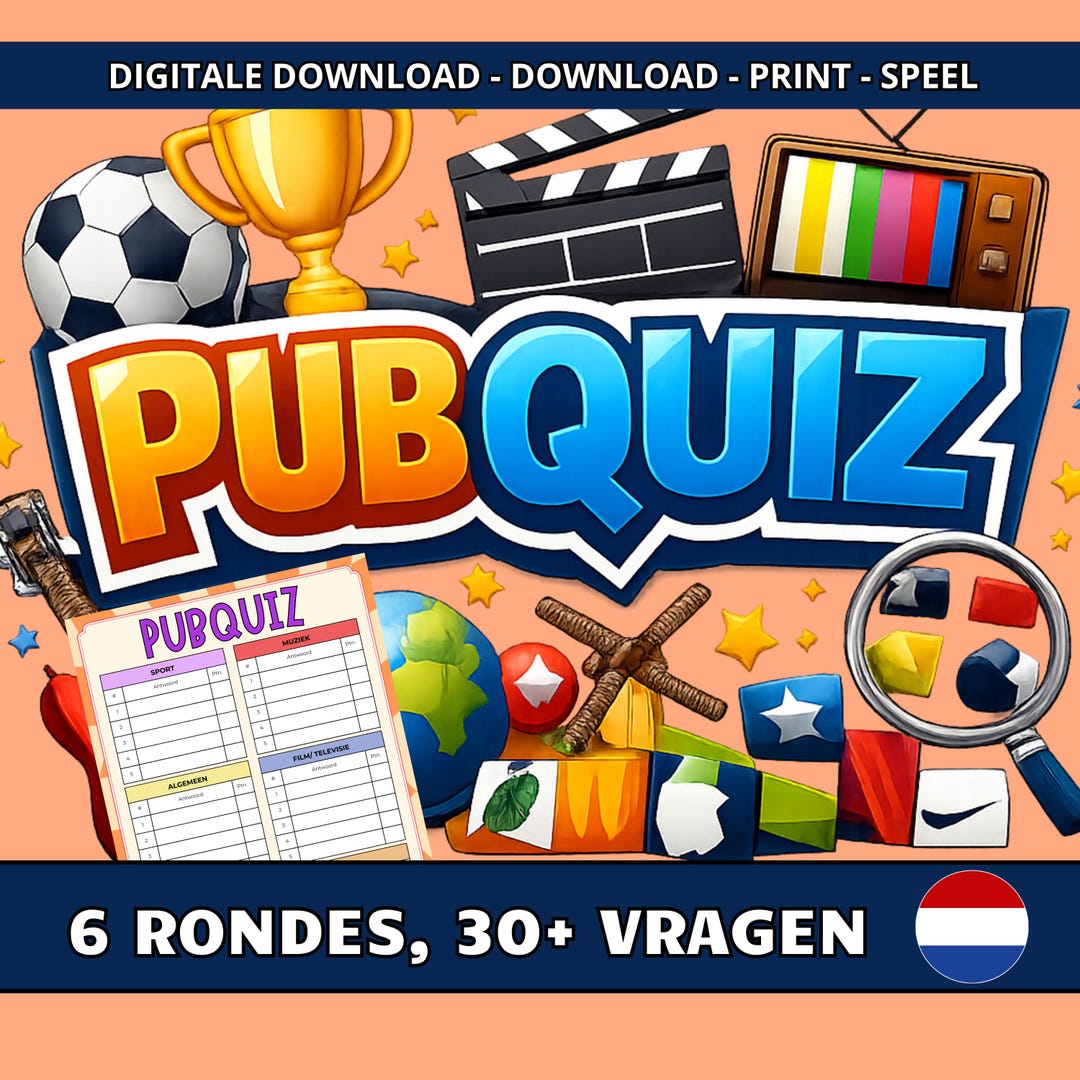 Pub Quiz Dutch - Complete Printable Quiz With 6 Rounds - Board Game for ...