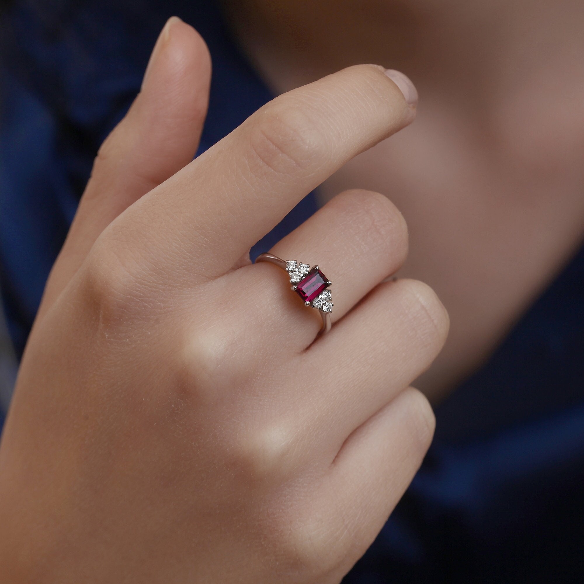 Ruby Ring in 14K Gold Dainty Natural Ruby Diamond Ring Ruby - Etsy UK