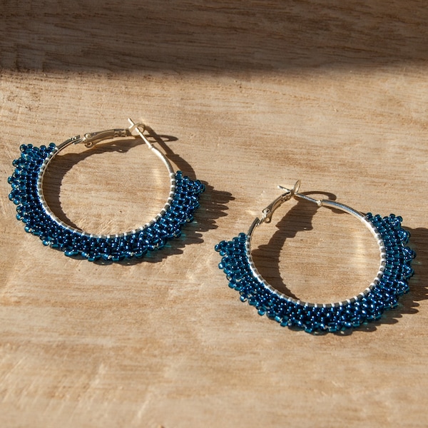 Beaded Hoop Earrings - Etsy
