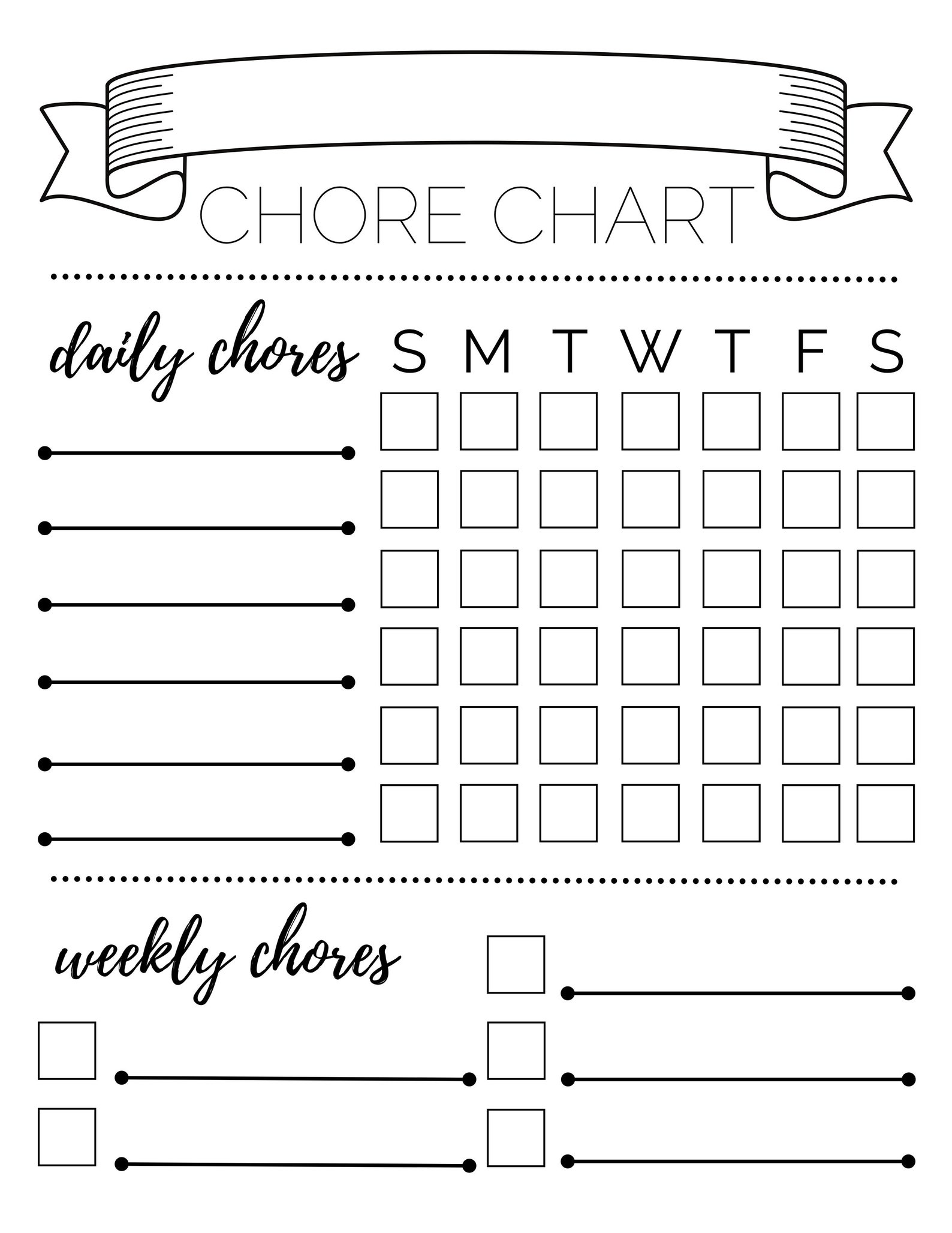Daily and Weekly Chore Chart, Chore Chart Kids, Chore Chart Printable ...