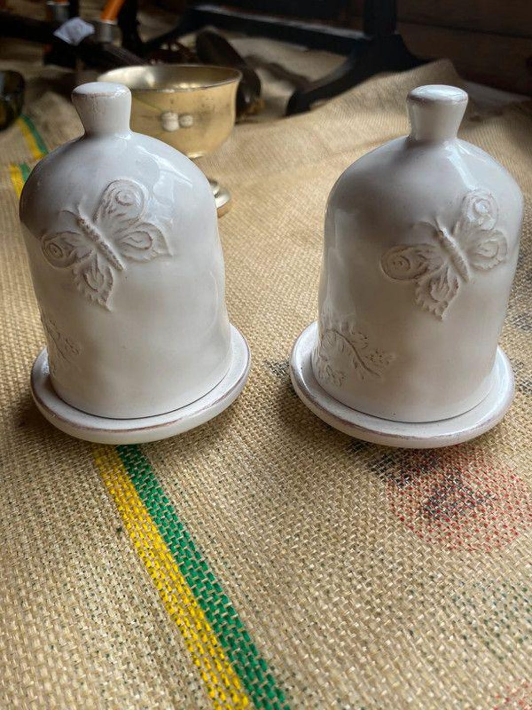 Two Ceramic Dome Egg Cups With Tall Domes With Butterfly Design - Etsy
