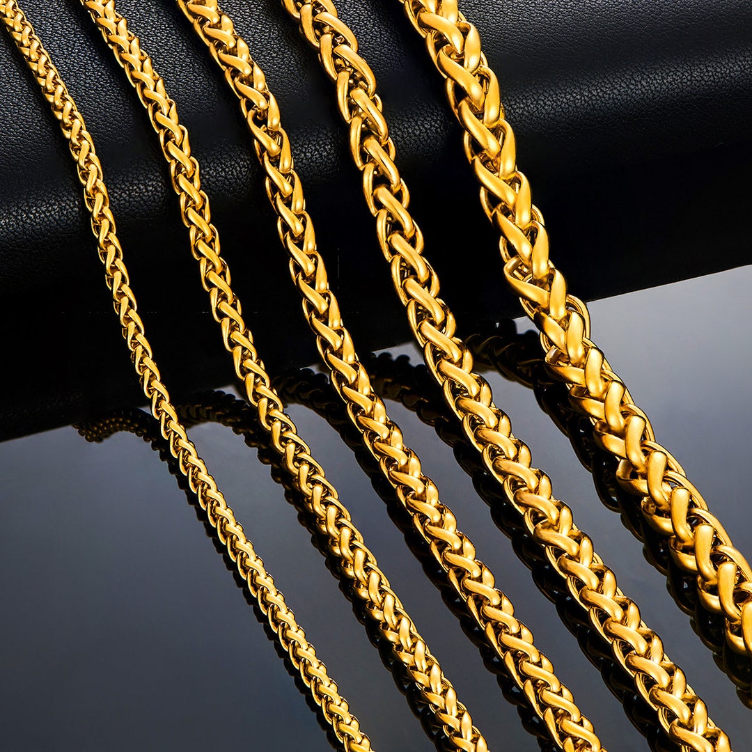 24K Gold Spiga Wheat Link Chain 66cm/24 Inches in Length - Etsy UK