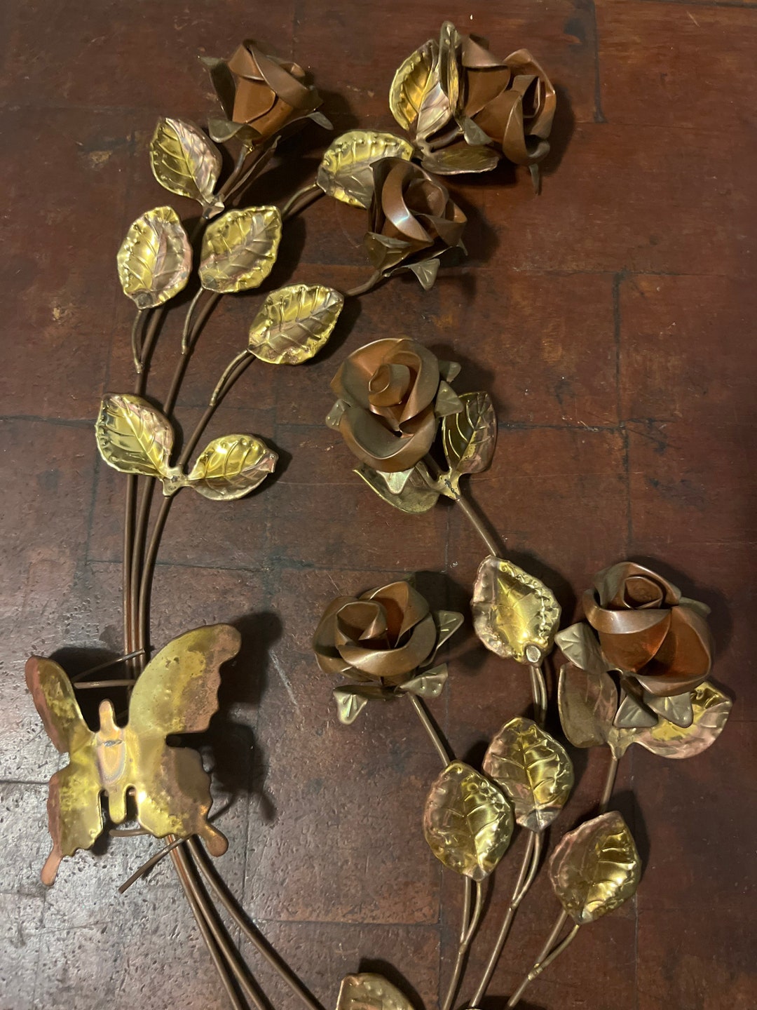 Vintage Cooper Rose and Butterfly Wall Hanging Set - Etsy