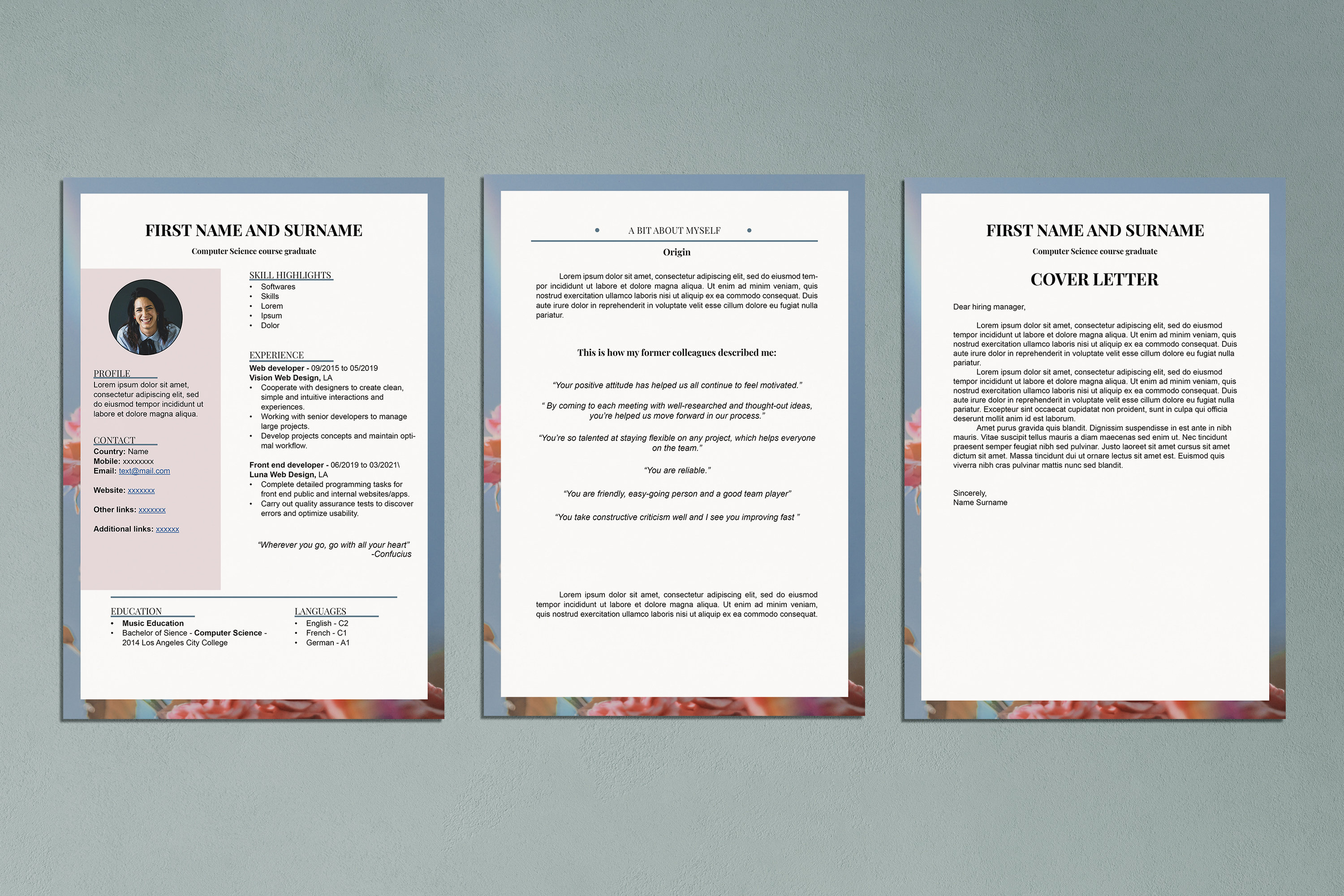 Modern Resume Template for Word | 2 Page Professional Resume Template ...